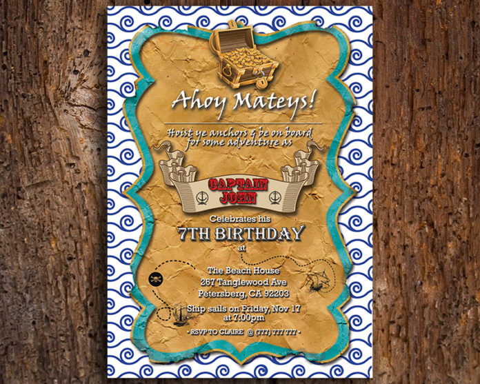 Ahoy Matey! Pirate Themed Printable Birthday Invitation | The Baby Bee