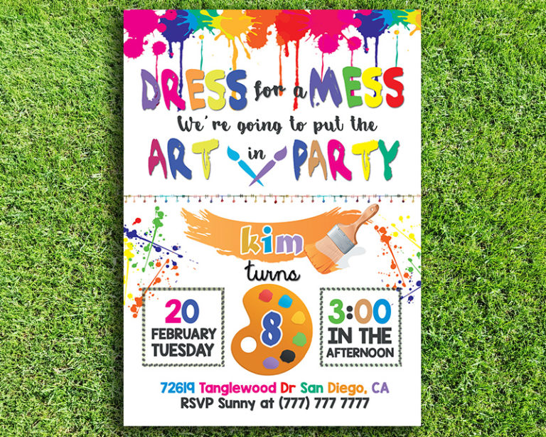 Art Party Printable Birthday Invitation | The Baby Bee